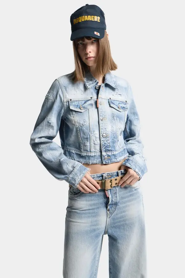 Dsquared2 Distressed Denim Trucker Jacket