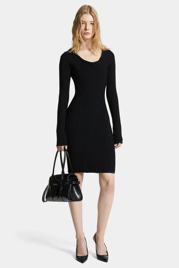 Dsquared2 Ribbed Long Sleeve Bodycon Dress