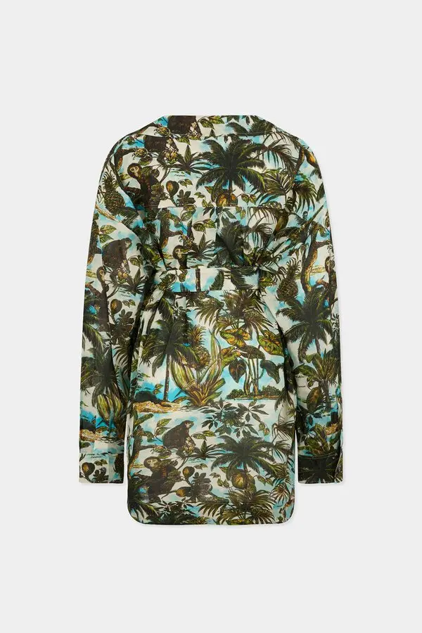 Dsquared2 Monkey Business" Print Cotton Voile Shirt Dress