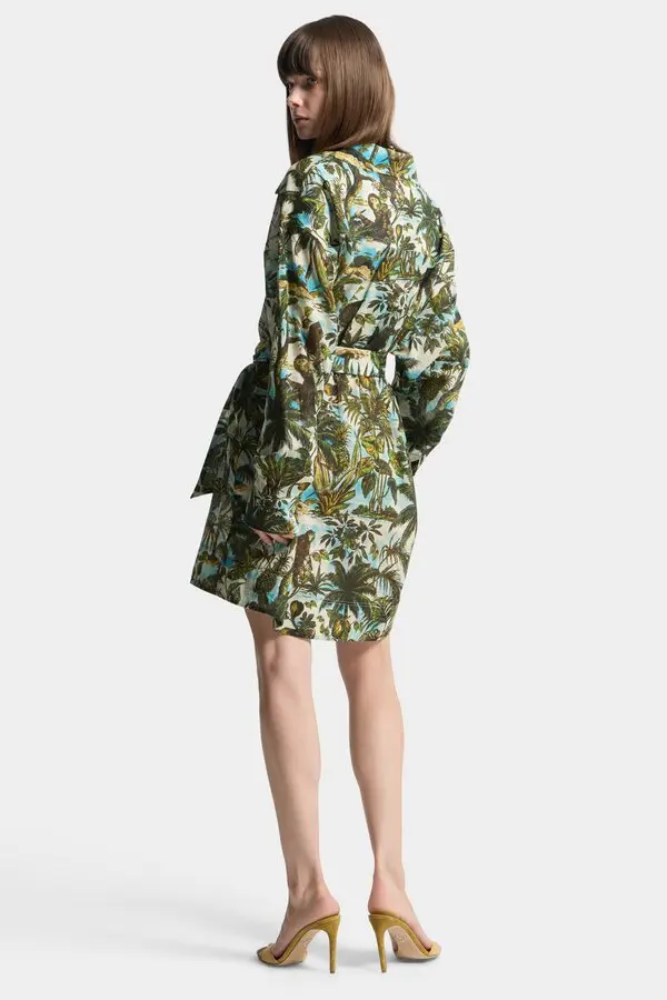 Dsquared2 Monkey Business" Print Cotton Voile Shirt Dress