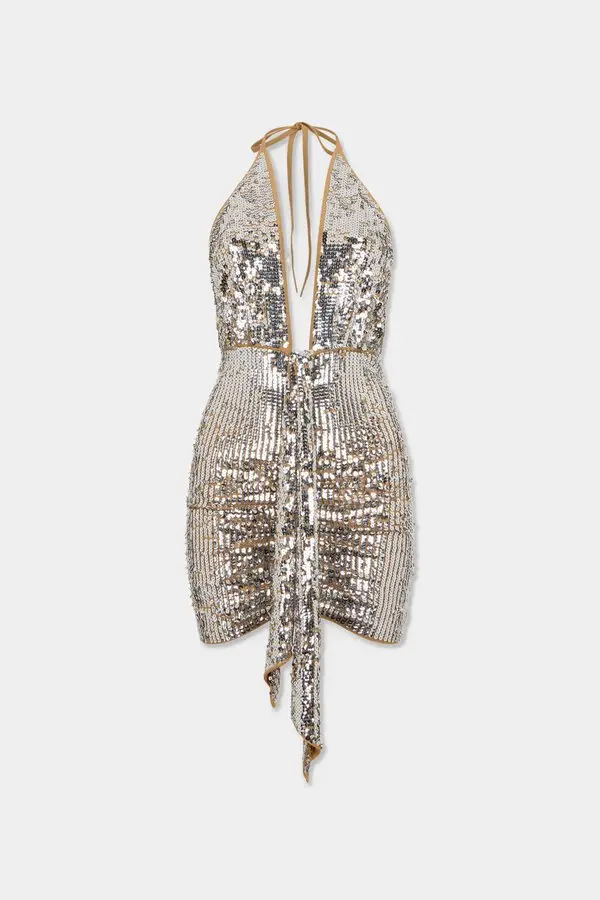 Dsquared2 Chic Night All Over Paillettes Dress - Silver