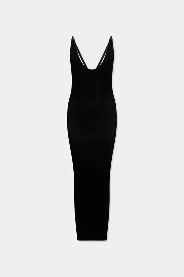 Dsquared2 Ribbed Viscose Jersey Maxi Dress With Open Back - Black