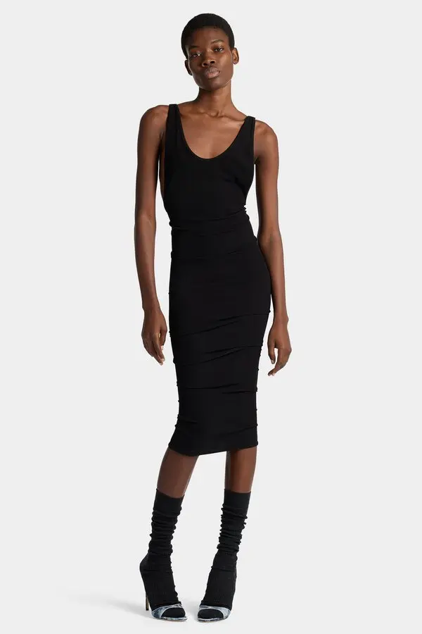 Dsquared2 Ribbed Viscose Jersey Maxi Dress With Open Back