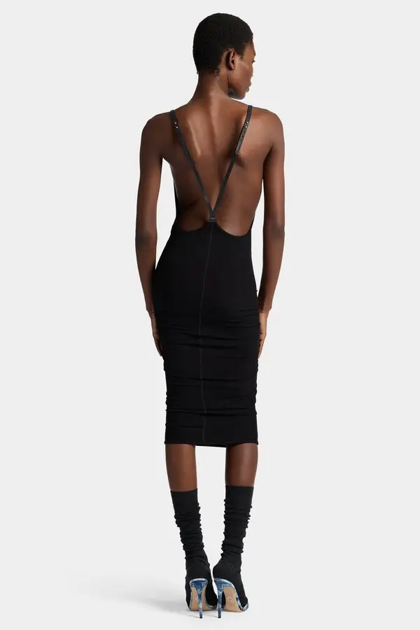 Dsquared2 Ribbed Viscose Jersey Maxi Dress With Open Back