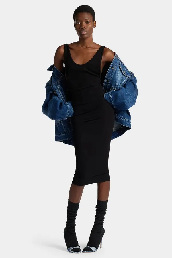 Dsquared2 Ribbed Viscose Jersey Maxi Dress With Open Back