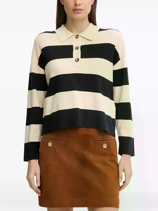 PEDRO DEL HIERRO Striped Polo-collar Sweater