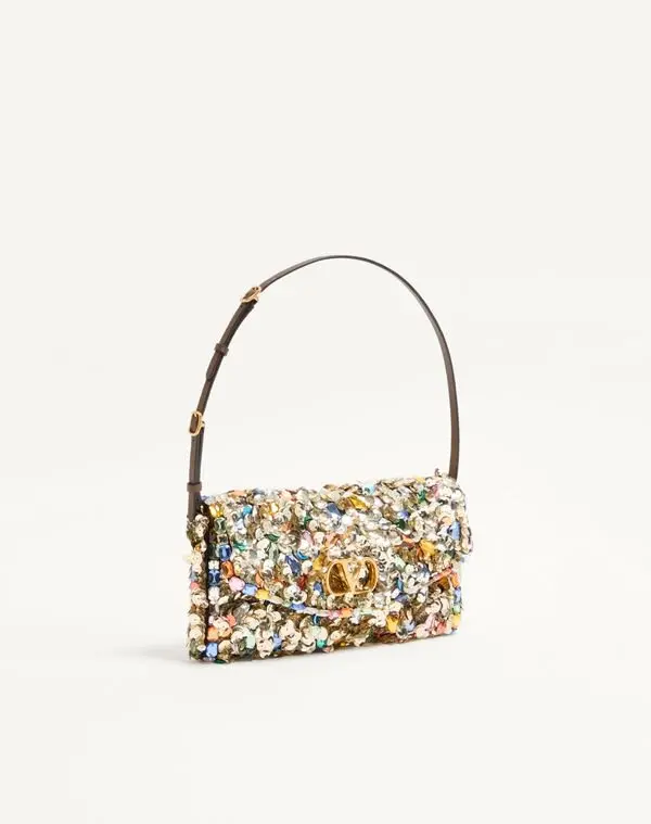 Valentino Garavani Devain Embroidered Shoulder Bag