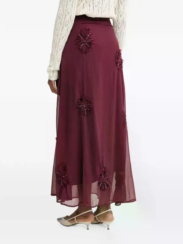 PEDRO DEL HIERRO Beaded Floral Appliqué Maxi Skirt