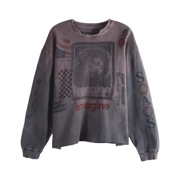 SAITOS Broken Halo Waffle" Graphic Long Sleeve Top