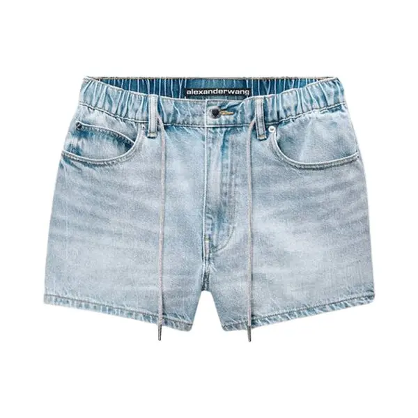 Alexander Wang Rhinestone Drawcord Marathon Short 'light Bleach - Blue