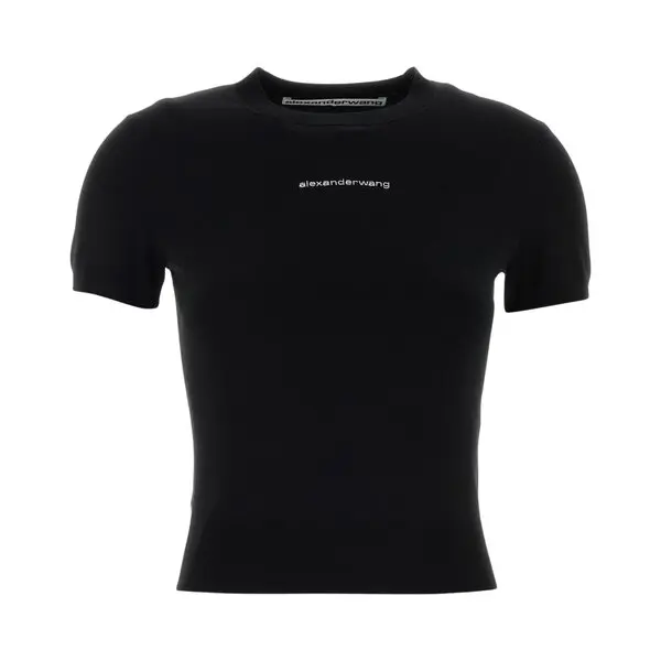Alexander Wang Crewneck Hotfix Logo Short-sleeve - Black