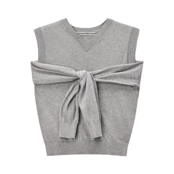 Alexander Wang Sleeveless V-neck Cardigan With Tie Detail