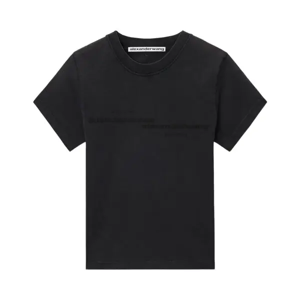 Alexander Wang Mirrored Logo Print Shrunken Tee 'washed - Black