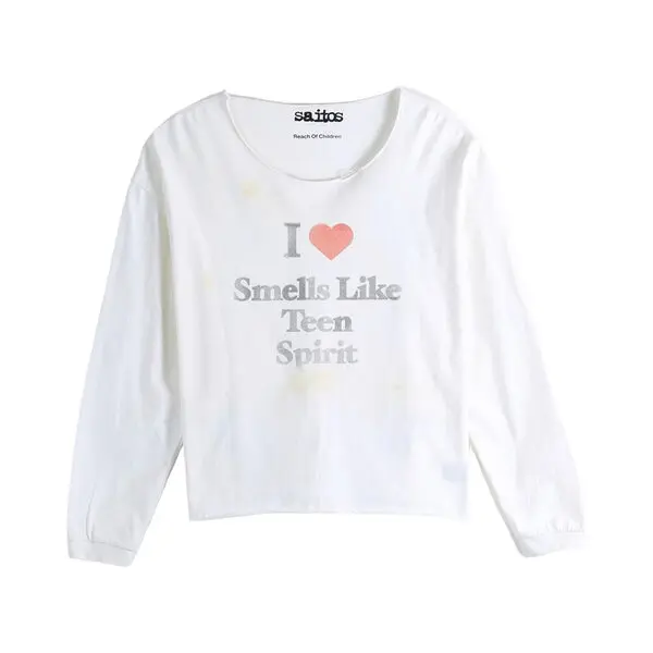 SAITOS I Love Smells Like Teen Spirit Long-sleeve Top 'dirty - White
