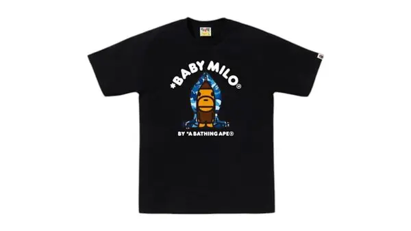 A BATHING APE Abc Blue Camo Baby Milo Hoodie Tee Shirt - Black