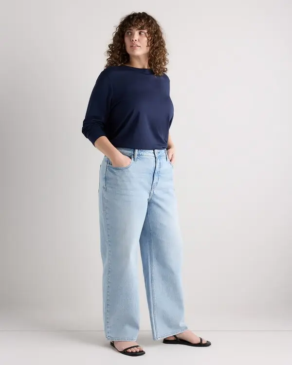 Quince Bella Stretch Relaxed Straight Jeans 28 - Cool Blue