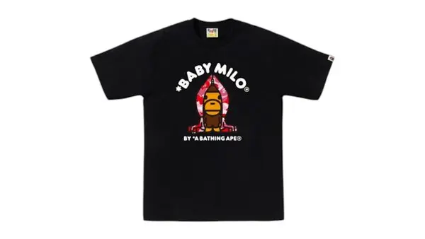 A BATHING APE Abc Red Camo Baby Milo Hoodie Tee Shirt - Black