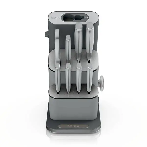 NINJA Neverdull 10-piece German Steel Knife Set With Removable Sharpener - Light Grey