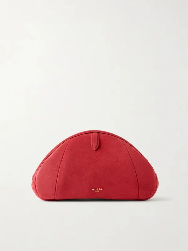 Alaïa Suede Clutch - Red