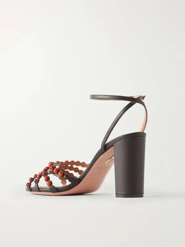 AQUAZZURA Gemma 85 Embellished Leather Sandals