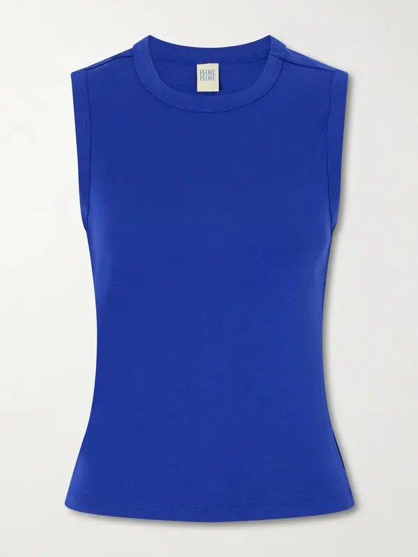 FLORE FLORE Ribbed Organic Cotton-jersey Tank - Blue