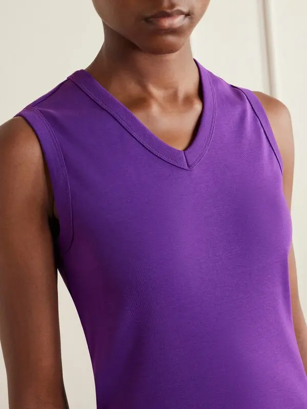 FLORE FLORE Organic Cotton-jersey V-neck Tank - Purple