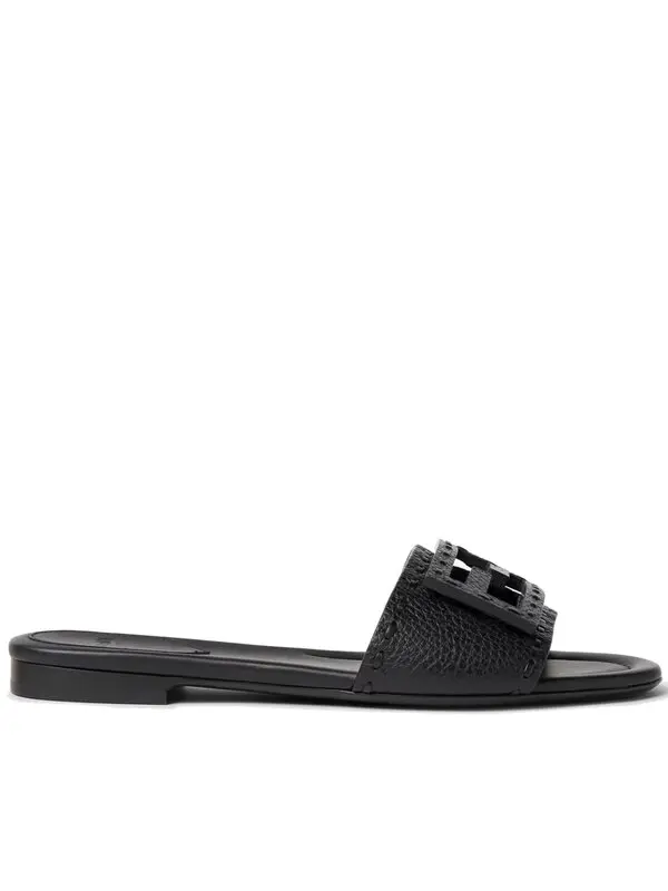 Fendi Leather Baguette Slide - Black