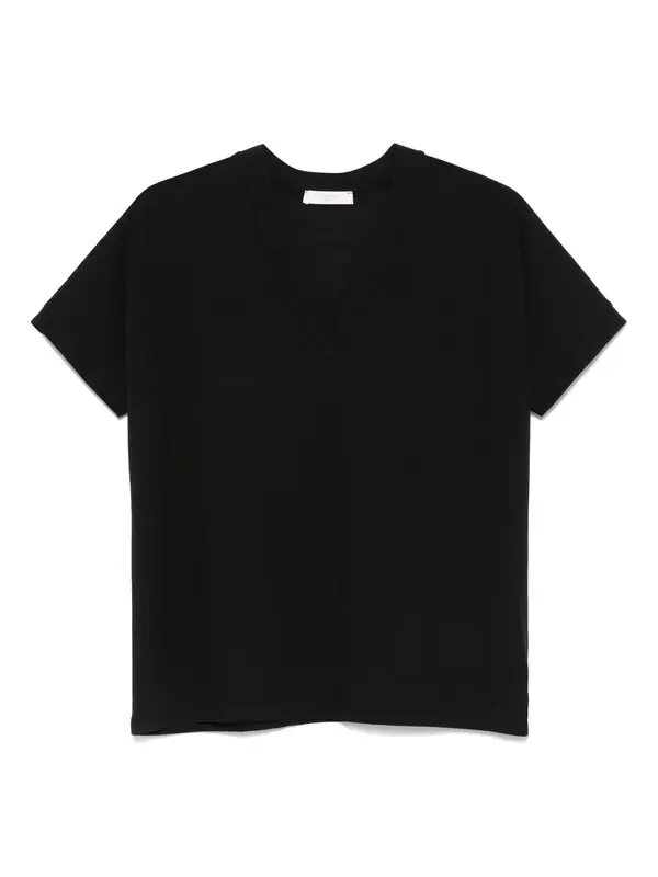 ZANONE Cotton V-neck T-shirt - Black