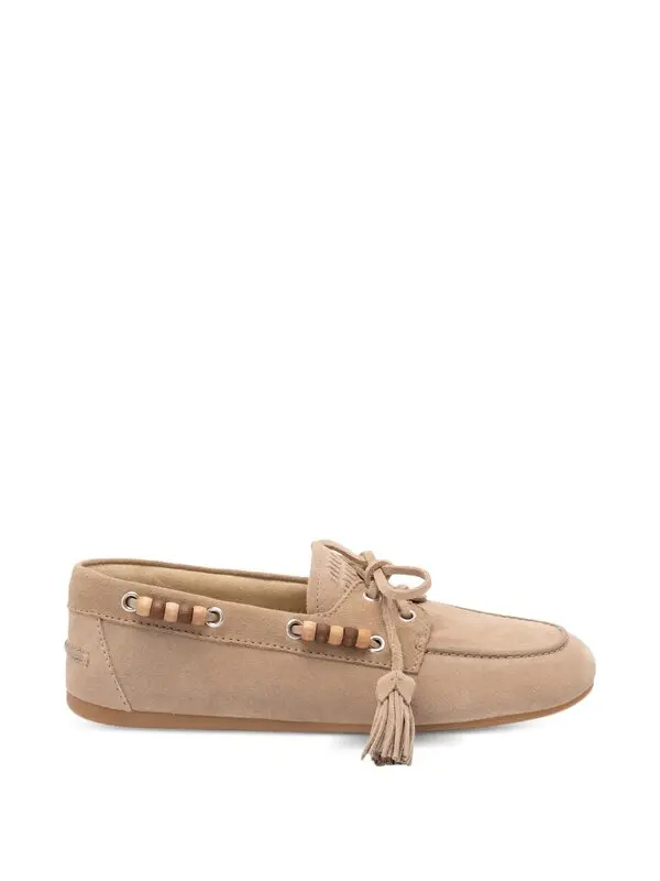 Miu Miu Suede Deck Shoes With Tie Fastening