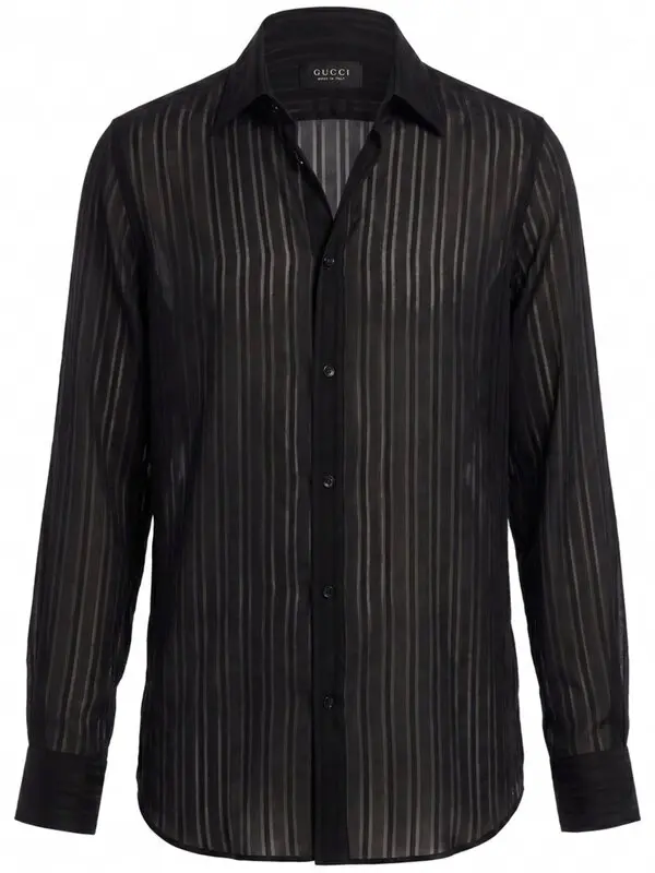 Gucci Silk Striped Gauze Shirt - Black