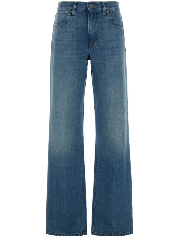 Gucci Cotton Denim Pants With Bleached And Worn Effect