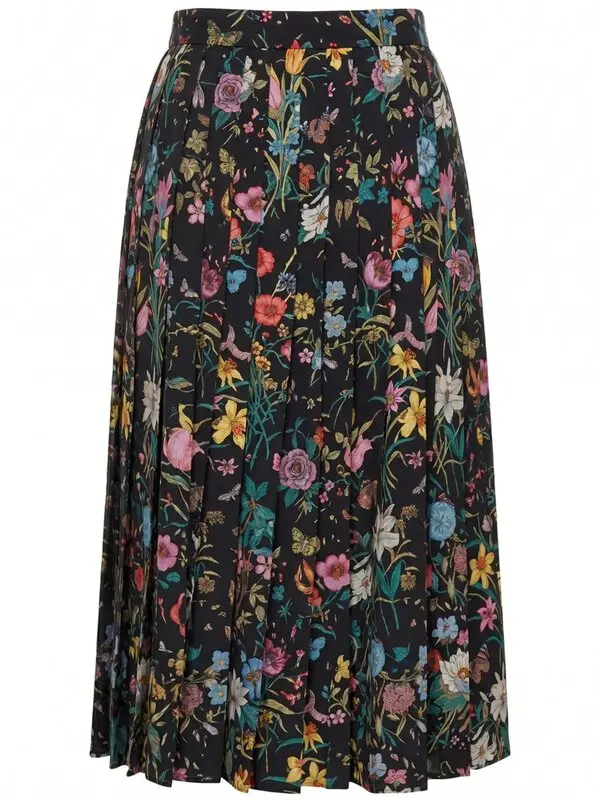 Gucci Printed Silk Midi Skirt - Multi