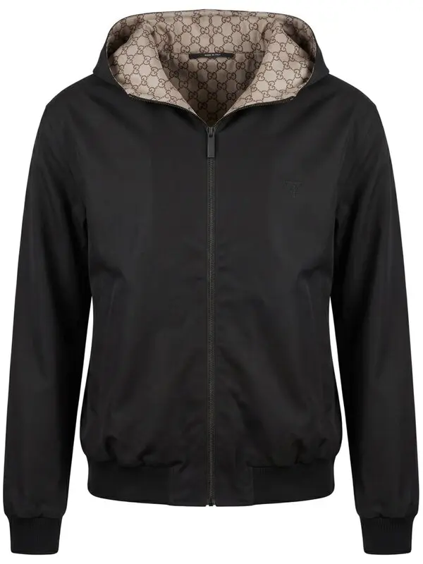 Gucci Reversible Zip-up Cotton Jacket With Gg Lining - Black