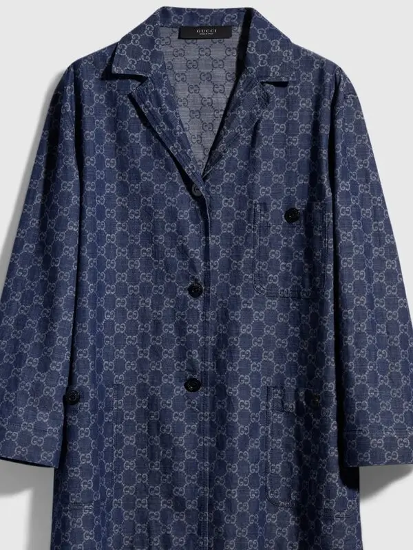Gucci Cotton Gg Jacquard Denim Jacket - Blue