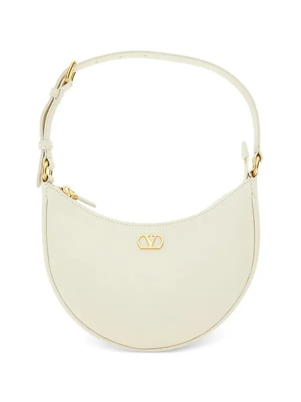 Valentino Garavani Vlogo Signature Mini Hobo Bag In Garnet Calfskin - White