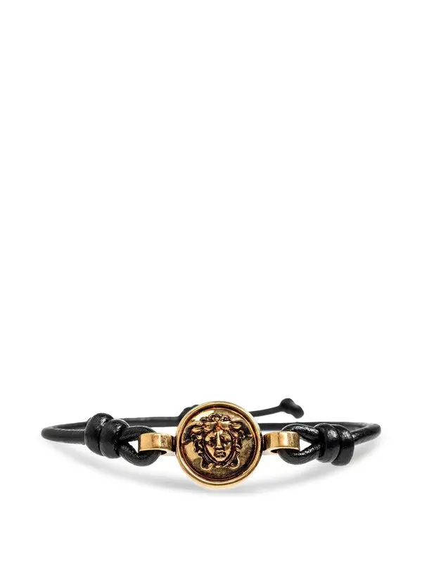 Versace Medusa Medallion Leather Bracelet - Black