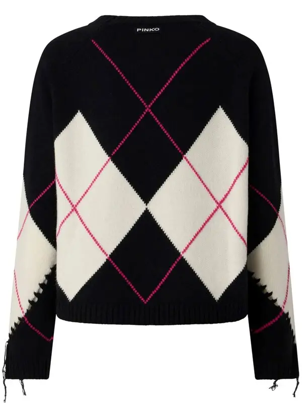 Pinko Argyle Knit Sweater - Black
