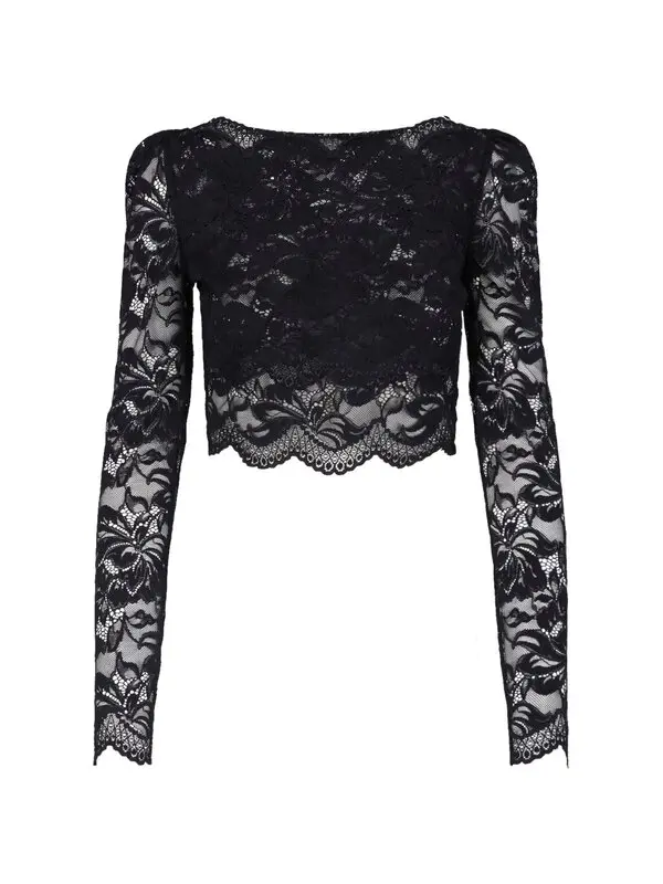 Rabanne Cropped Lace Top - Black