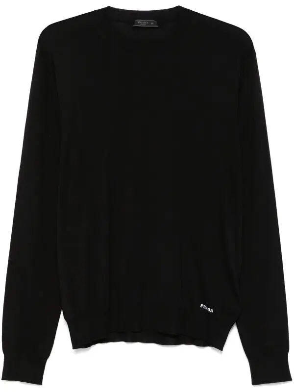 Prada Silk Crew Neck Sweater - Black