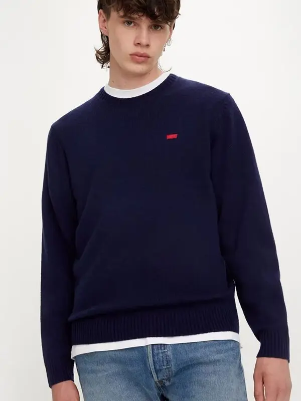 LEVI`S Levi's Crew Neck Cotton Sweater With Red Emblem