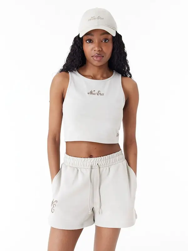 New Era Cropped Cotton Tank Top - Beige
