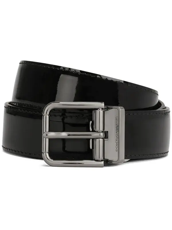 Dolce & Gabbana Lacquered Calfskin Belt - Black