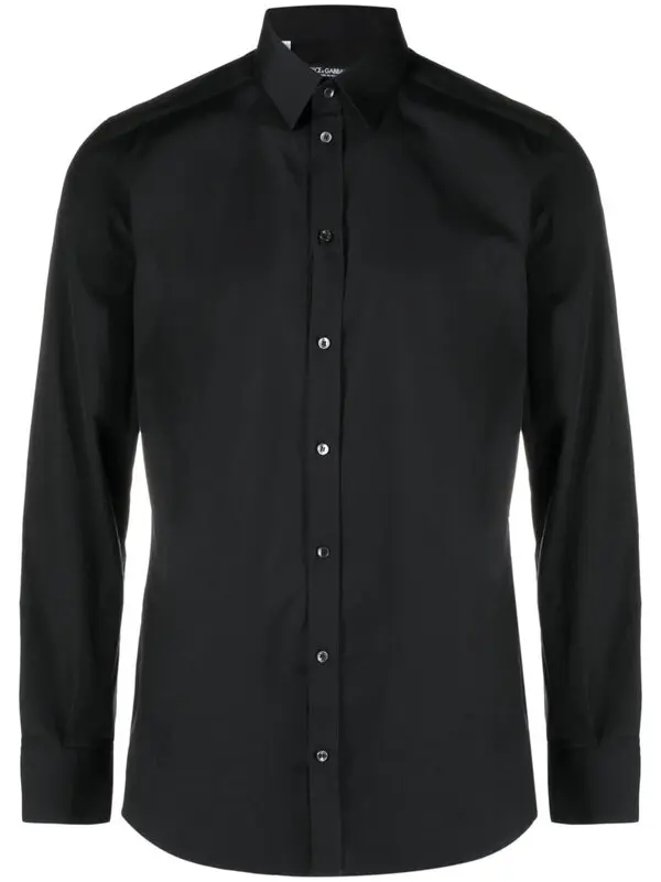 Dolce & Gabbana Fit Gold Shirt In Pure Cotton - Black