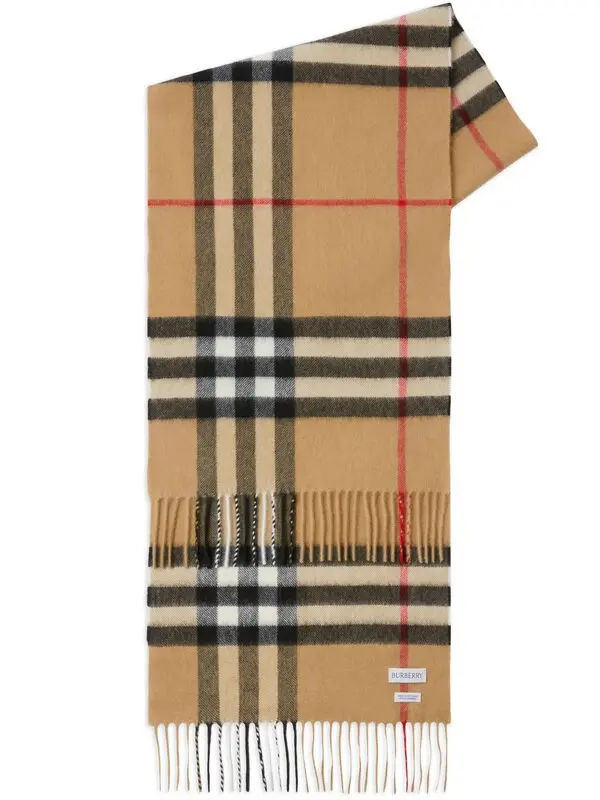 Burberry Check Cashmere Scarf - Brown