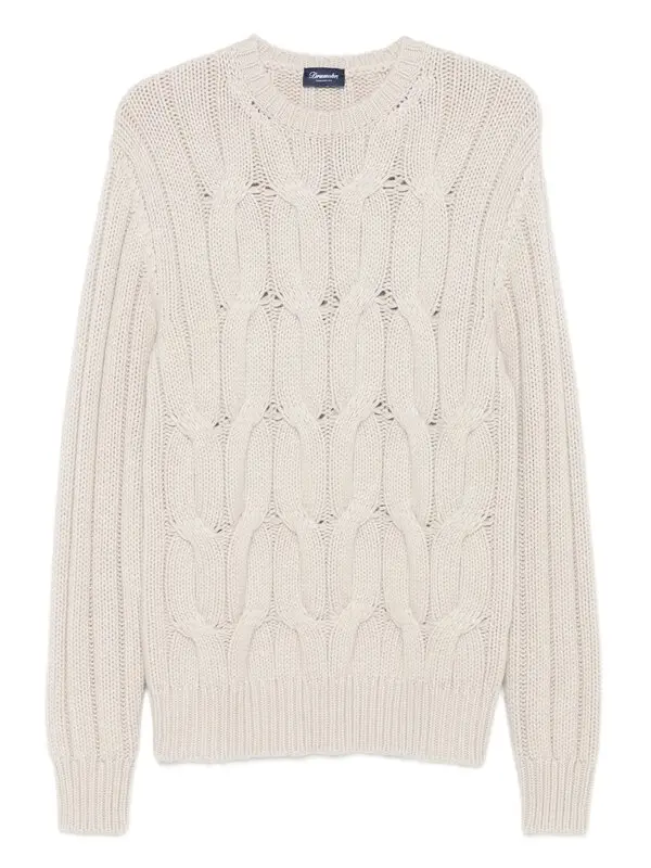 DRUMOHR Wool Cable Knit Crewneck Sweater