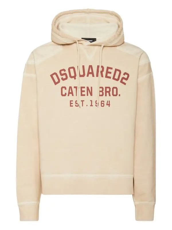 Dsquared2 Caten Bro." Logo Hoodie - Beige