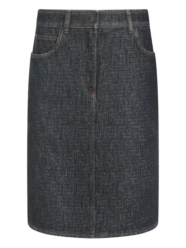 Fendi Dark Ff Denim Skirt