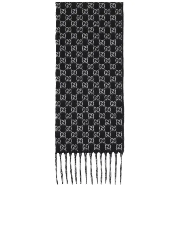 Gucci Gg Wool And Cashmere Scarf - Black