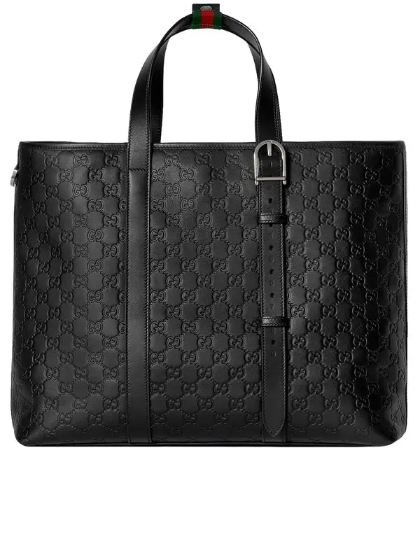 Gucci Gg Emblem Large Shopping Bag - Black