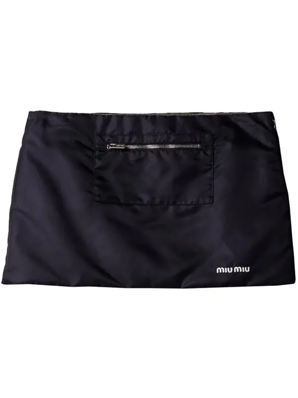 Miu Miu Technical Gazare And Fleece Skirt